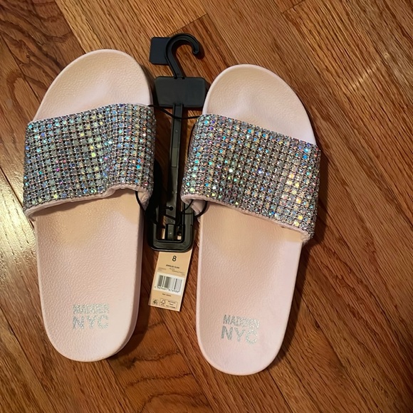 Shoes | Nwt Pink Crystal Slides | Poshmark